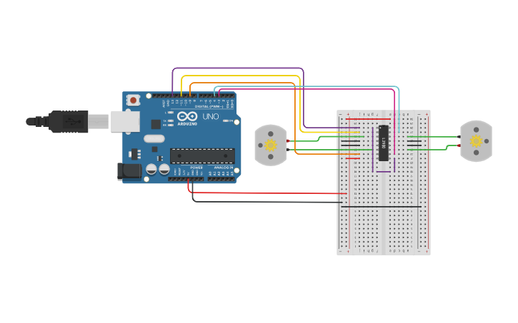 Circuit design Motores DC - Tinkercad