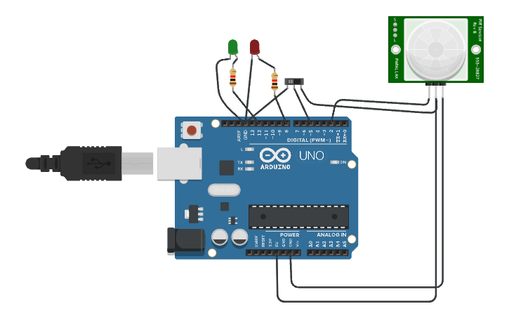 Circuit Design Датчик руху Tinkercad