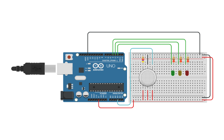 Gas Sensor With Arduino In Tinkercad Gas Detecting Alarm System Using