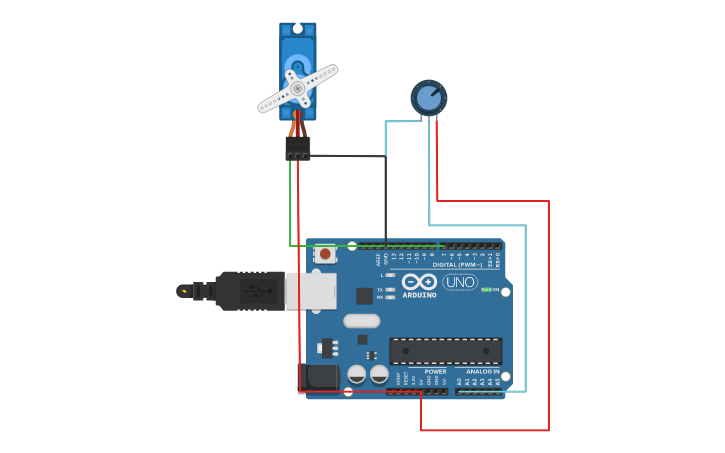 Circuit design servomotor | Tinkercad