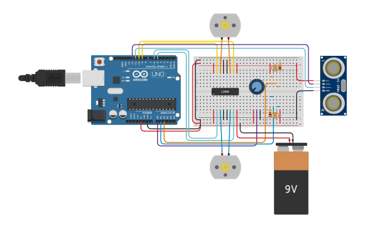 Circuit design robo guia | Tinkercad