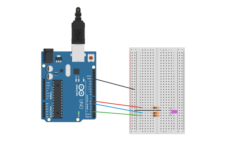 Circuit design RGB practice | Tinkercad