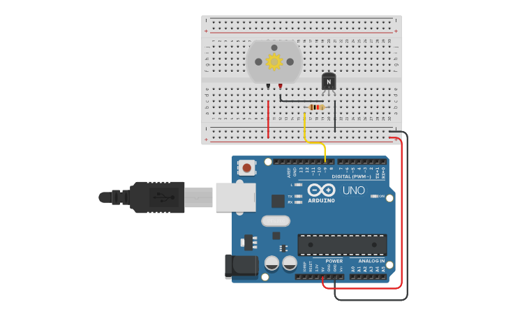 Circuit design Spinning Motor 12 - Tinkercad