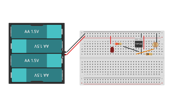 Circuit Design გარე განათება ტრანზისტორზე Tinkercad