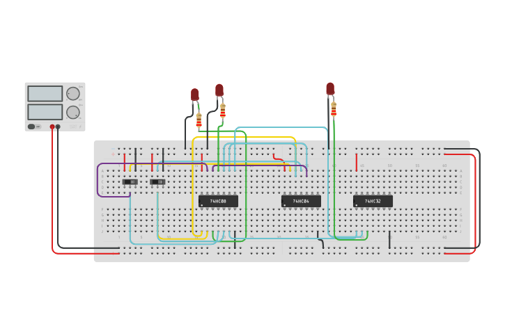Circuit Design 1 Bit Comparator Tinkercad