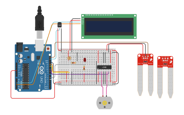 Circuit Design Water Level Controller Tinkercad