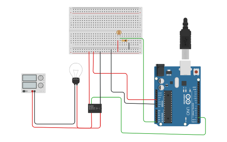 Circuit design Foco con Fotorresistencia - Tinkercad