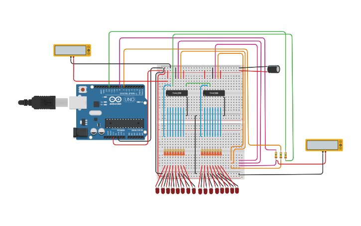Circuit design Multiple Shift Registers 7HC595N 2 psc. | Tinkercad