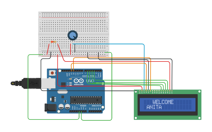 Circuit design LCD - Tinkercad