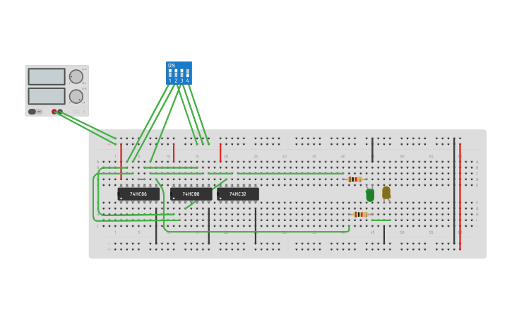 Circuit design FULL Adder - Tinkercad
