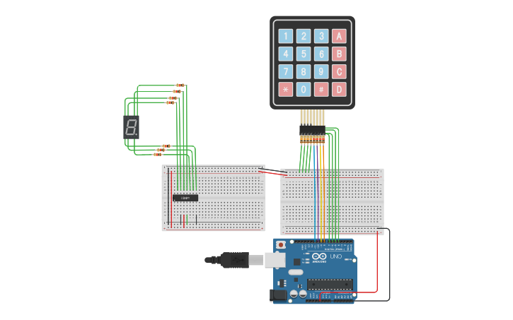 Circuit design 7 Segment Display with Keypad - Tinkercad