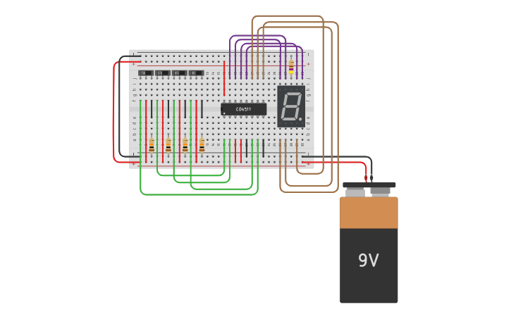 Circuit design 4511 7 Segmentos - Tinkercad