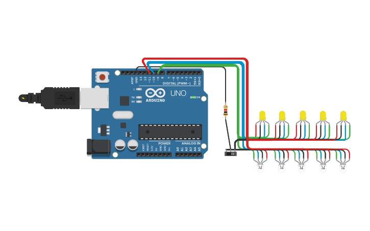 Circuit design Digital RGB LED strip | Tinkercad