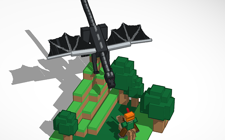 3D design Minecarft Ender Dragon and Alex - Tinkercad
