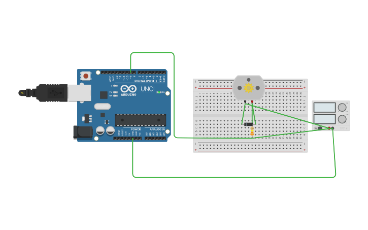 Circuit design motor de corriente continua - Tinkercad