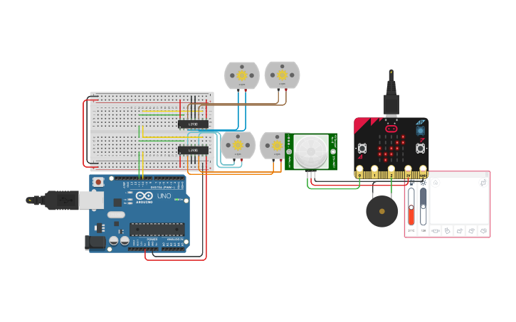 Circuit design 4 motores - Tinkercad