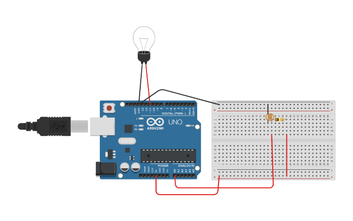 Circuit design Experimento 7 - LDR | Tinkercad