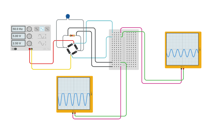 Circuit design FULL WAVE RECTIFIER | Tinkercad