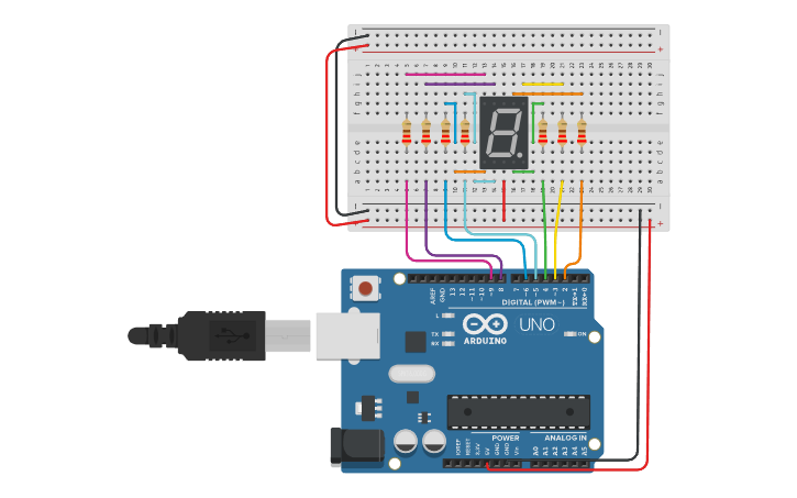 Circuit design timer 0-9 - Tinkercad