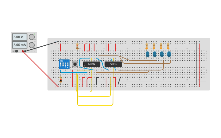 Circuit design Serial In Serial Out Register SISO - Tinkercad