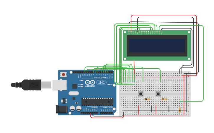 Circuit design Binary Clock - Tinkercad