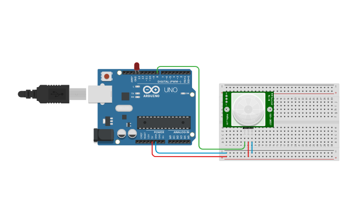 Circuit Design Датчик движения Tinkercad