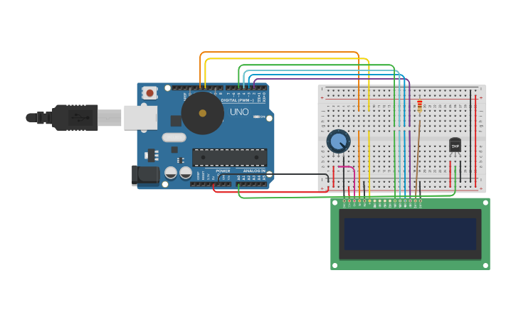 Circuit design Pc sensor temp DHT11 - Tinkercad
