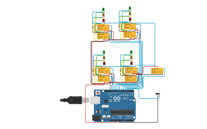 Circuit design Traffic signal - Tinkercad