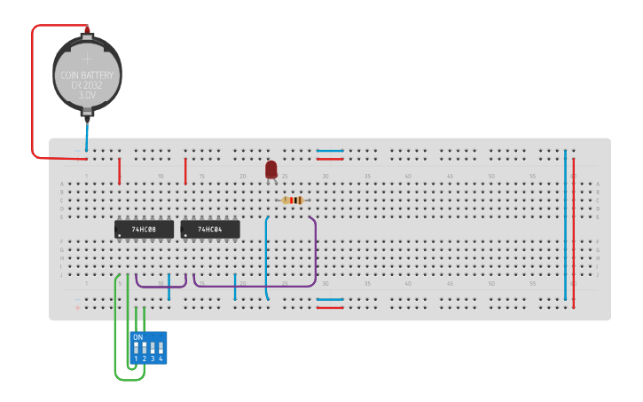 Circuit design NAND Gate using And Gate - Tinkercad