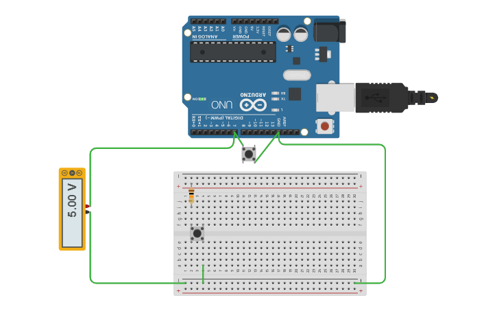 Circuit design Resistor Pull Up - Tinkercad
