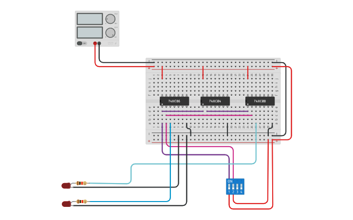 Circuit design Half Subtractor | Tinkercad