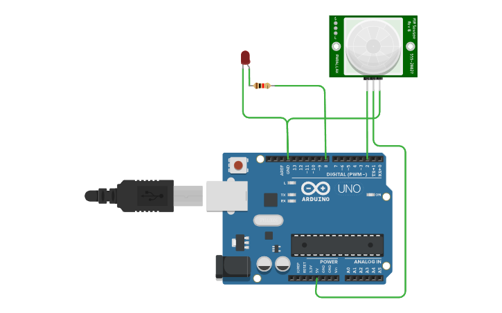 Circuit design Exercise 20 PIR Motion Sensor - Tinkercad