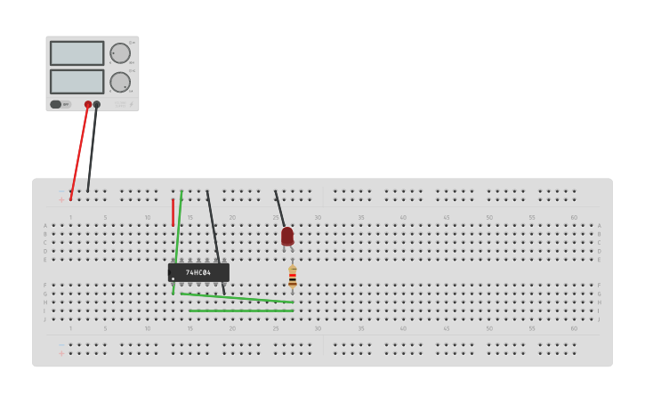 Circuit design 7404(NOT GATE) - Tinkercad