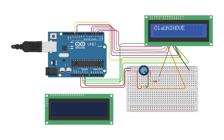 Circuit design LCD - Tinkercad