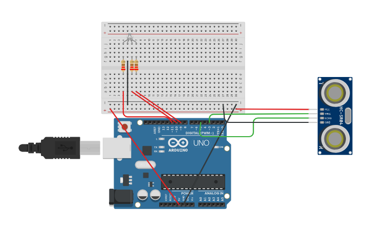 Circuit design 5.2 Distance sensor - Tinkercad