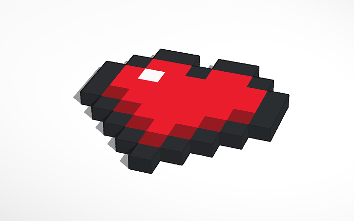 3D design Minecraft heart - Tinkercad