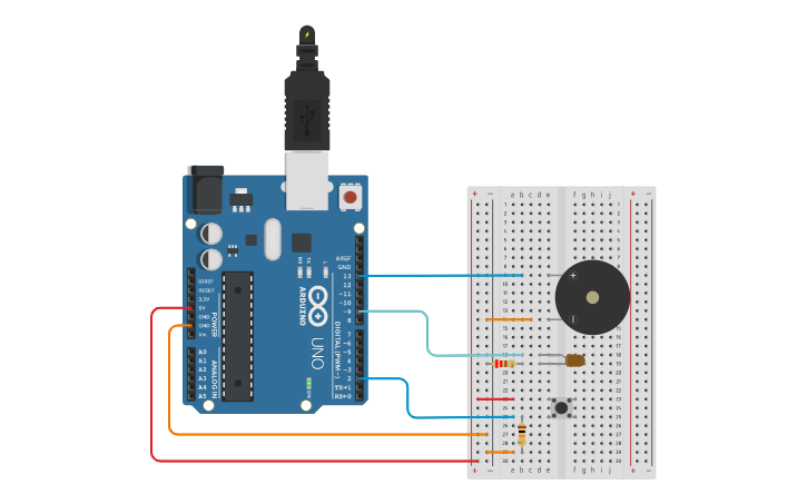 Circuit design alarma sonora y visual - Tinkercad Circuit design alarma sonora y visual - Tinkercad