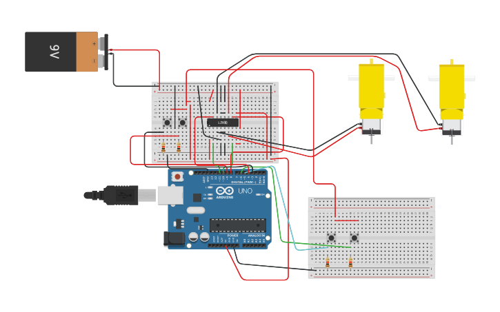 Circuit design L293D - Tinkercad