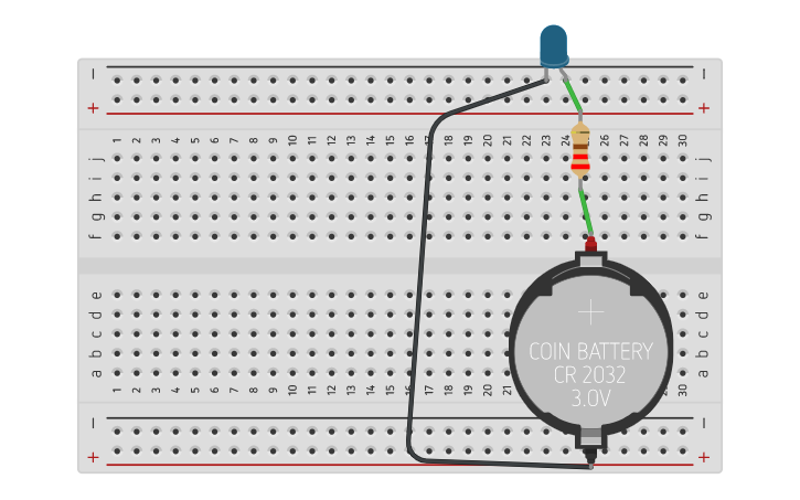 Circuit design Basic LED - Tinkercad