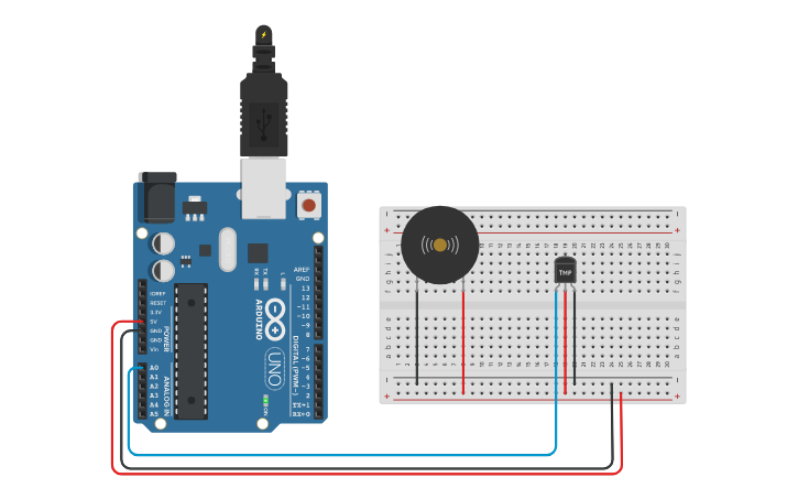Circuit design Cam bien nhiet do tuong tu - Tinkercad