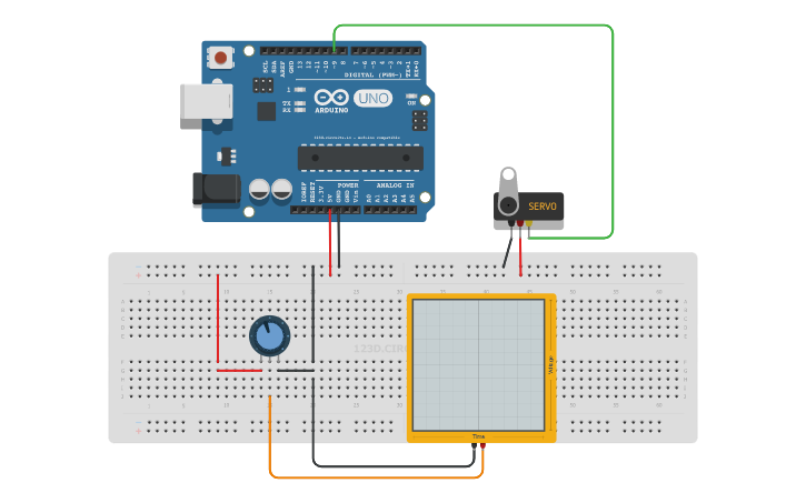 Circuit Design Servo Motor Tinkercad