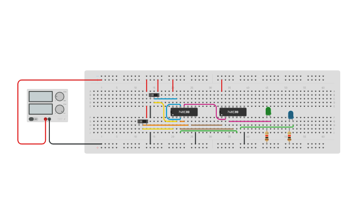 Circuit design HALF ADDER using NAND gates | Tinkercad