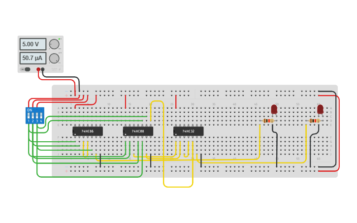 Circuit design full adder - Tinkercad