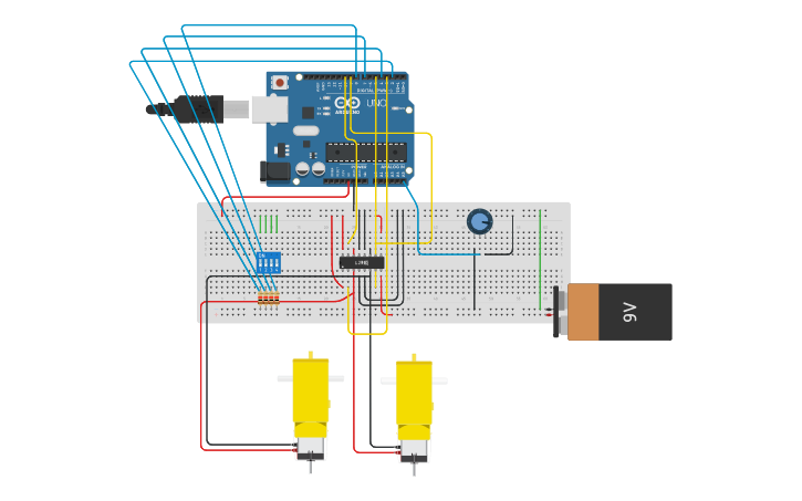 Circuit design Mini-Rover | Tinkercad