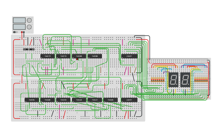 Circuit design JK Counter - Tinkercad
