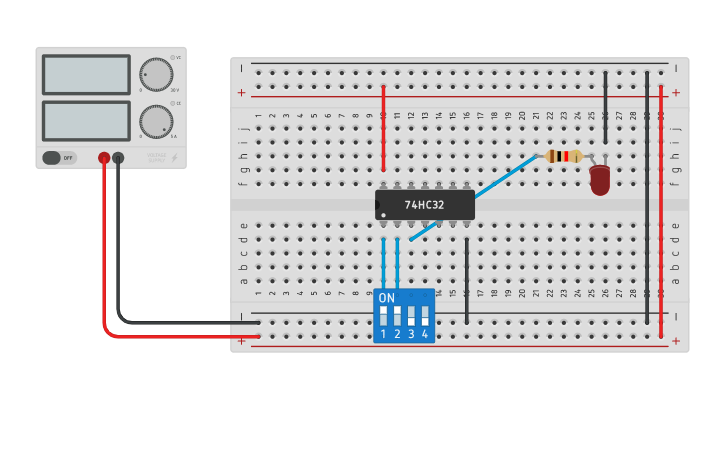 Circuit design OR Gate using IC 7432 | Tinkercad