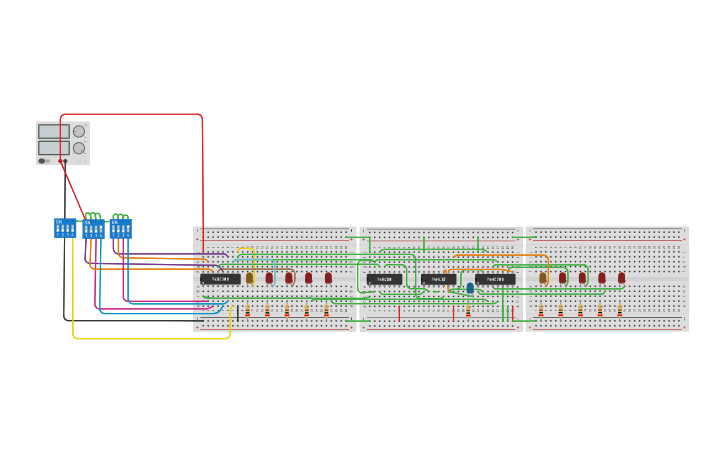 Circuit design BCD adder and 4bit - Tinkercad