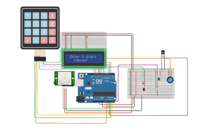 Circuit design Multiple functions for a pushbutton - Tinkercad