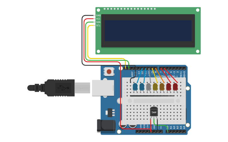 Circuit design Weather Machine - Tinkercad