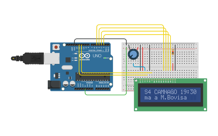 Circuit design Display LCD scritta scorrevole | Tinkercad